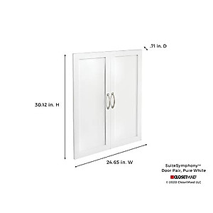 ClosetMaid SuiteSymphony Wood Closet Set, Add On Accessory Shaker Style, For Storage, Clothes, Units, Pure White/Satin Nickel, 25" Door Pair