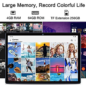 DUODUOGO Android 11.0 Tablet 10 Inch, Tablets with 4GB+64GB ROM 256 Expandable,1920 x 1200 HD IPS, Dual Camera, Bluetooth,FM, WiFi Only Tablet, DGO-S9 (Blue)