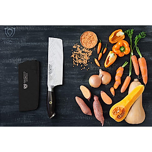 Dalstrong Nakiri Knife - 7 inch - Omega Series - BD1N-V Hyper Steel Kitchen Knife - G10 Woven Fiberglass Handle - Razor Sharp Knife - Professional Vegetable Cooking Knife - Leather Sheath Included