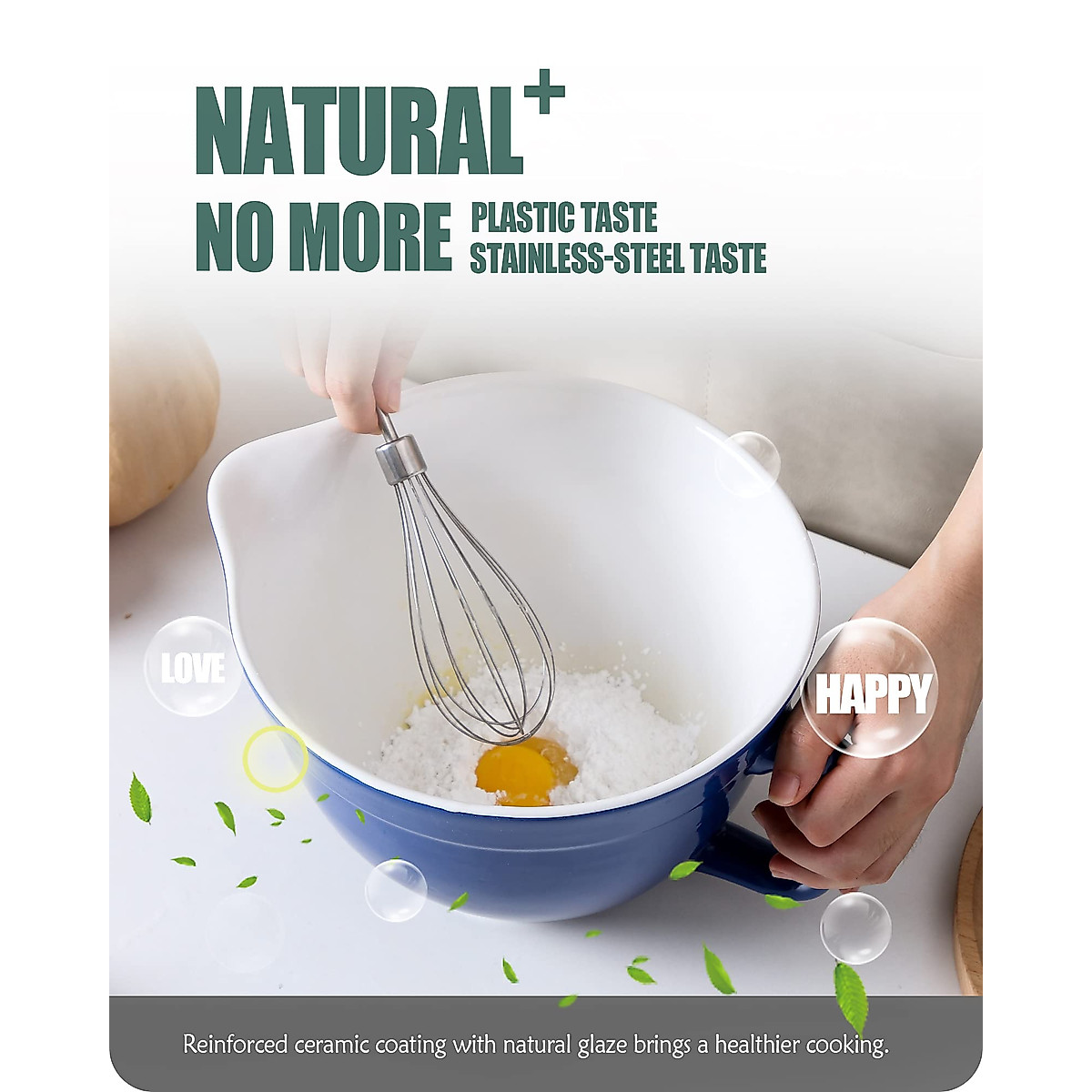 Kitchen Utensil Holder, Lareina Utensil Caddy for Countertop & Ceramic Batter Bowl With Handle and Pour Spout