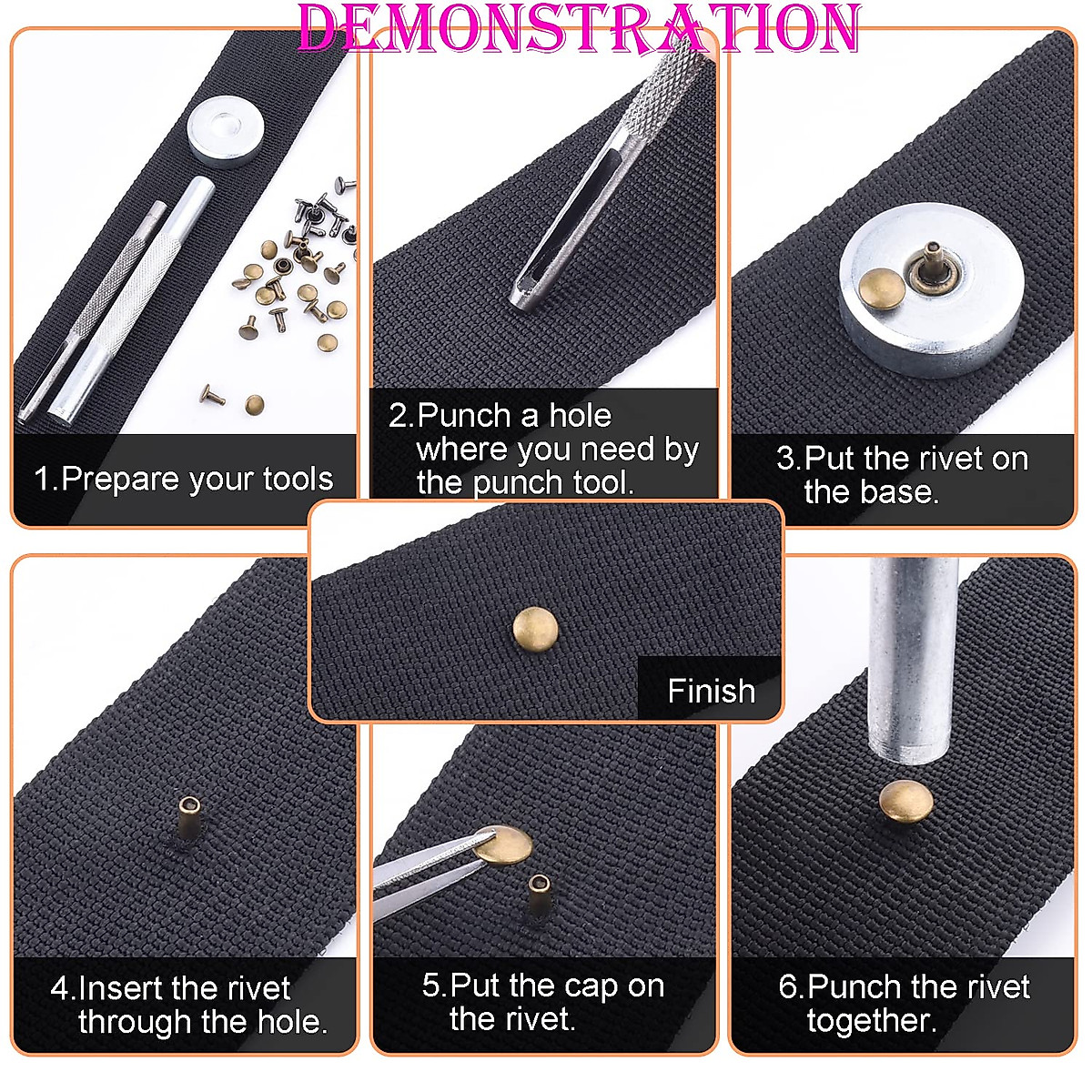 200Sets 6mm Round Cap Leather Rivets, Double Cap Rivets Tubular Metal Studs Rivets for Leather Purse Keyrings Repair and Crafts Decoration (6mm Silver)