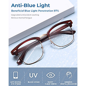 CCVOO 3 Pack Reading Glasses Blue Light Blocking, Retro Semi Rimless Readers for Men Women, Round Eyewear Filter UV400 (C1 Matte Black Silver/Clear Silver/Tea Gold, 2.0, multiplier_x)