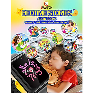 Jwatch Kids Smart Watch Phone Sos with 10 Stories 24 Puzzle Games Pedometer Boys Girls Gift for Birthday Christmas （Black）