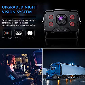 DVKNM RV Backup Camera System 9" AHD IPS Dual Split Monitor 1080P HD Rear View Camera DVR Loop Recording IP69 Waterproof Night Vision for Car RV Trailer Truck Bus Semi etc. (TH102)