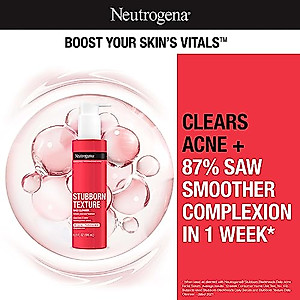 Neutrogena Stubborn Texture Daily Acne Facial Cleanser, Salicylic Acid Face Wash + Glycolic & Polyhydroxy Acids, Fragrance-Free, 6.3 fl. oz