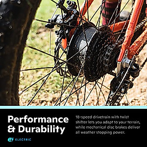 Schwinn Healy Ridge Adult Electric Mountain Bike, 18-Speed Drivetrain, 18-Inch Alloy Frame, 26-Inch Wheels, Grey