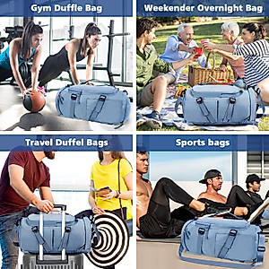 KETIEE Gym Bag for Women Men, Travel Backpack Carry On Backpack Weekender Overnight Bag Waterproof Hiking Rucksack Daypack Sports Duffle Bag with Shoes Compartment & Dry Wet Seperated (Blue) 42 L