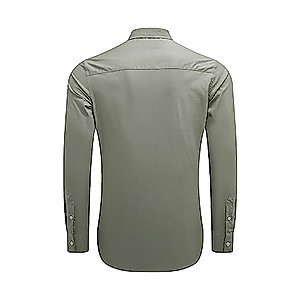 JMIERR Men's Cotton Linen Casual Stylish Button Down Shirt Long Sleeve Lightweight Dress Shirts Fashion Summer Beach Shirts Resort Wear,L,02 Green