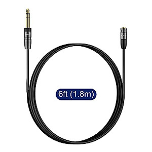 J&D 1/4 inch to 3.5mm Headphone Adapter, Heavy Duty Copper Shell Connecter Joint 3.5mm 1/8 inch Female TRS to 6.35mm Male TRS Stereo Audio Extension Cable, 6 Feet