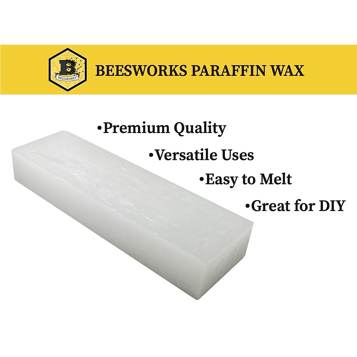 Beesworks Paraffin Wax - 1 lb Refined General Purpose Paraffin Wax - Pure Wax for DIY Candle Making, Canning, Waterproofing, Metal Preservation and More