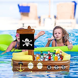Zhanmai Halloween Inflatable Pirate Cooler Inflatable Serving Bar Food Container Drink Cooler Inflatable Drink Holder Pool for Halloween Pirate Party Supplies Decorations(Ship)