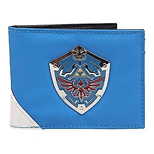 Legend Of Zelda Metal Hylian Shield Men’s Blue Bi-Fold Wallet