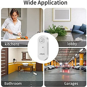 eMylo Water Leak Detector WiFi, 120dB Water Sensor for Leak WiFi with App Notification, WiFi Water Sensor Work with Tuya and Smart Life APP for Kitchen, Bathroom, Warehouse, Laundry, Basement