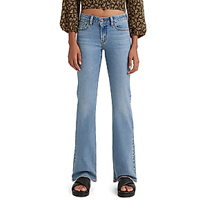 Levi's Women's Superlow Boot Jeans, Medium Indigo Destructed, 26