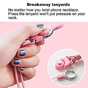 3pack Detachable Neck Strap Band Long Lanyard - Ideal for iPhone Cell Phone Smartphone Cell Phone Camera iPod mp3 mp4 USB Flash Drive ID Card Badge with a Lanyard Hole (Pink+Blue+White)
