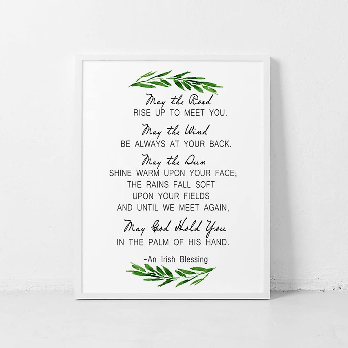 May The Road Rise Up To Meet You, Irish Blessing Print, Irish Prayer, Ireland Gift, Christian Gift, Wedding Gift, Green Wall Art Watercolor 8 x 10 Inches Frame NOT INCLUDED
