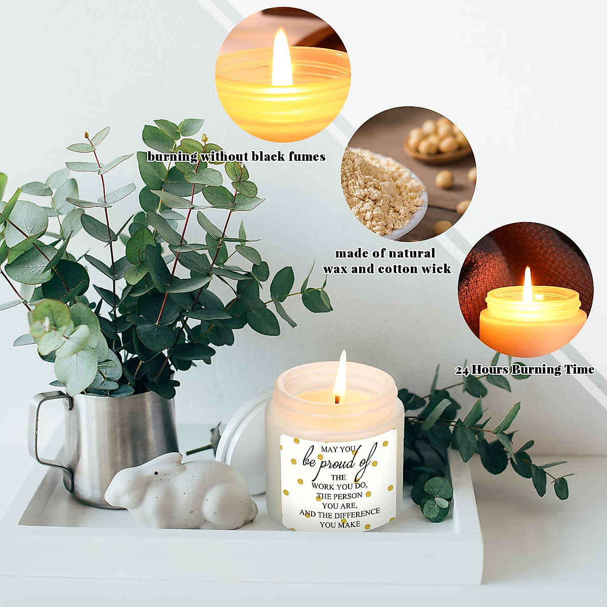 Fumete 10 Pcs Jars Scented Soy Candles 3.5 oz Candles Thank You Gifts for Employee Appreciation Gifts Secretary Coworker Nurse Teachers (Proud, White)