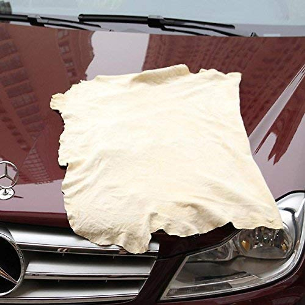 Trainshow Cleaning Chamois Shammy for Car, Natural Deerskin Leather Drying Cleaning Towel for Auto and Precision Instrument12.6''X20'' (2-Pack)