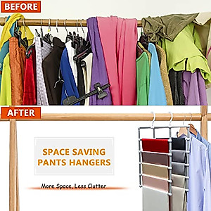 2 Pack Closet-Organizer-Pants-Hangers,Folding Non-Slip-Closet-Organizers-and-Storage,Al Alloy Magic Hangers Space Saving for Travel-Accessories Trousers Scarves Jeans,Home-College-Dorm-Room-Essentials