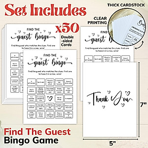 WOODAMORE Find The Guest Bingo Bridal Shower Game - 50 Pcs Find The Guest Baby Shower Game for Rehearsal Dinner, Wedding Shower Games for Guests, Engagement Party Ideas Bridal Shower Decorations