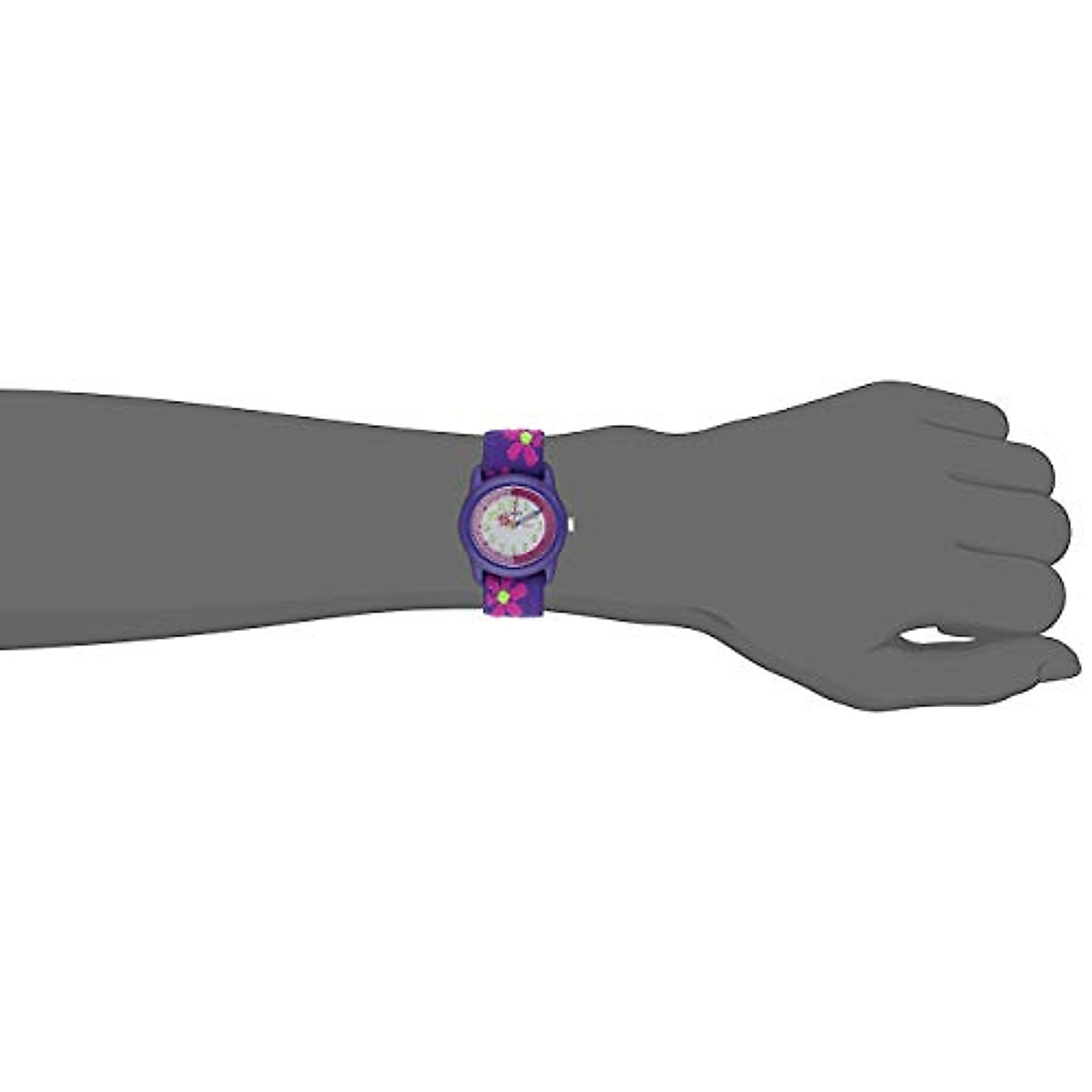 Timex Girls T89022 Time Machines Purple Floral Elastic Fabric Strap Watch