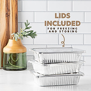 PLASTICPRO 10 Pack Aluminum Pans 6.5'' x 9" Disposable Pans with Covers Heavy Duty 2.25 lb Foil Pans for Baking and Cooking
