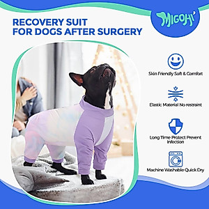 MIGOHI Full Body Dog Recovery Suit,Breathable Recovery Suit for Female Male,Dog Onesie,Anti-Licking Dog Pajamas Suit,Dog Surgery Suit Female Spay,Surgical Recovery Suit for Medium Dogs,M,Purple