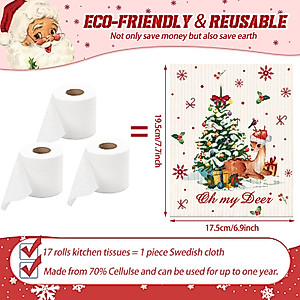 Yinder 9 Pieces Christmas Swedish Kitchen Dishcloths Reusable Swedish Cleaning Cloths Absorbent Fast Dry Kitchen Towels for Kitchen Bathroom Office Wedding Housewarming