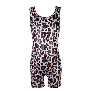 2 Packs Skinny Gymnastics Leotards For Toddler Girls Scoop Neck With Shorts, Little Kids Skinny Colorful Dance Workout Unitards Biketards Tanks Rainbow Leopards