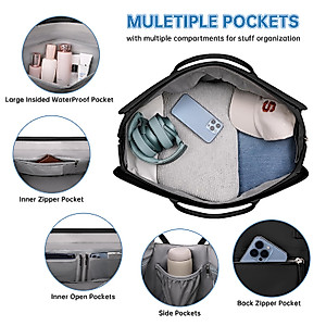 ETRONIK Weekender Overnight Bag for Women, Large Travel Duffle Bag with Shoe Compartment & Wet Pocket, Carry On Tote Bag Gym Duffel Bag with Toiletry Bag for Hospital 4 Pcs Set, Large Size, Black