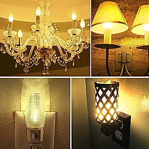 Emotionlite Night Light Bulbs, C7 Candelabra LED Light Bulbs, E12 Chandelier Base, 4W 5W 6W 7W Incandescent Equivalent, Warm White, 2700K, Clear, 4 Pack