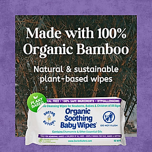 Doctor Butler's Organic Baby Wipes - Hypoallergenic & Unscented Baby Wipes, Safe for Baby Sensitive Skin Care, Made with Chamomile & Essential Oils (1pk – 60 Wipes)