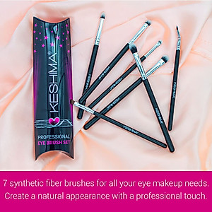 Keshima Professional Eye Makeup Brushes Set with Eyeshadow Brush, Eye Shadow Blending Brush, Smudge, Angled Crease, Pencil, Angled Eyeliner and Bent Eyeliner Brushes