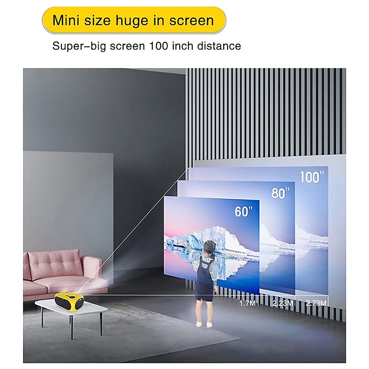 Dayu.p Mini Projector, Portable Projector for Cartoon, Movie Projector, Kids Gift, LED Pico Video Projector for Home Theater Movie Projector with HDMI USB TV AV Interfaces and Remote Control