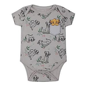 Disney Lion King Simba Boys’ 3 Pack Bodysuits for Newborn – Yellow/Brown/White