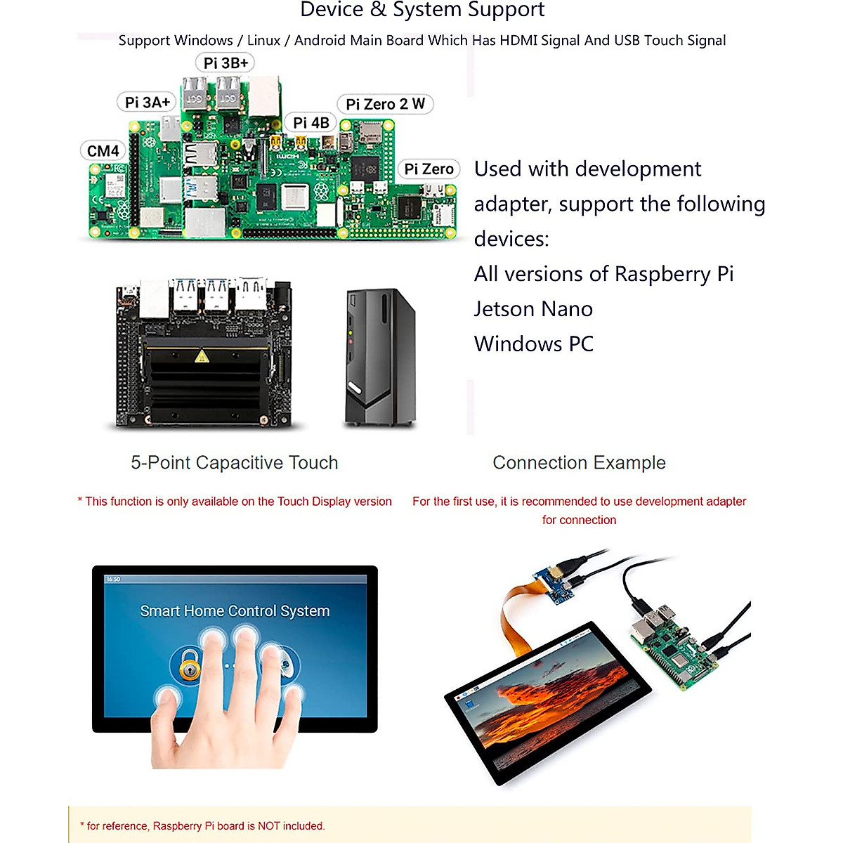 waveshare 7inch IPS Capacitive Touch Display 1024x600 Pixel, Integrated Thin and Light LCD with Adapter Board, for Raspberry Pi/Jetson Nano/Windows/PC, Support Windows/Linux/Android