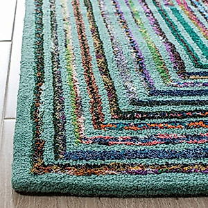SAFAVIEH Nantucket Collection Area Rug - 5' x 8', Teal, Handmade Boho Abstract Cotton & Wool, Ideal for High Traffic Areas in Living Room, Bedroom (NAN603A)