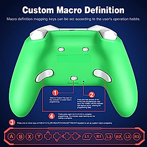 Wireless Controller, Switch Pro Controller for Switch/PC Games/iOS & Android Phone with Macro, Precision Shooting, Turbo, Vibration, Motion Control, One-Key Wake up, 2 Gear Trigger Adjustable