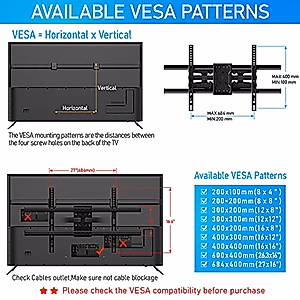 C-MOUNTS Full Motion TV Wall Mount Bracket Dual Articulating Arms Swivels Tilts Rotation for Most 37-75 Inch Flat Curved TVs,Holds up to 110lbs, Max VESA 684x400mm,Fits up to 16" Studs