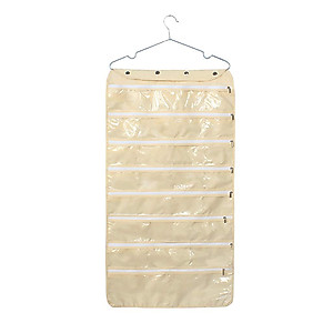 Akabsh Thick Oxford Fabric Zippered Storage Portable Travel Hanging Jewelry Organizer Bag (56-Pockets) Dual-Sided