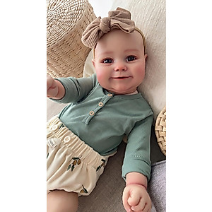 TERABITHIA 24 Inches Real Baby Size Lifelike Smile Silicone Vinyl Limbs Reborn Baby Doll with Soft Body Realistic Newborn Toddler Girl Dolls Look Real