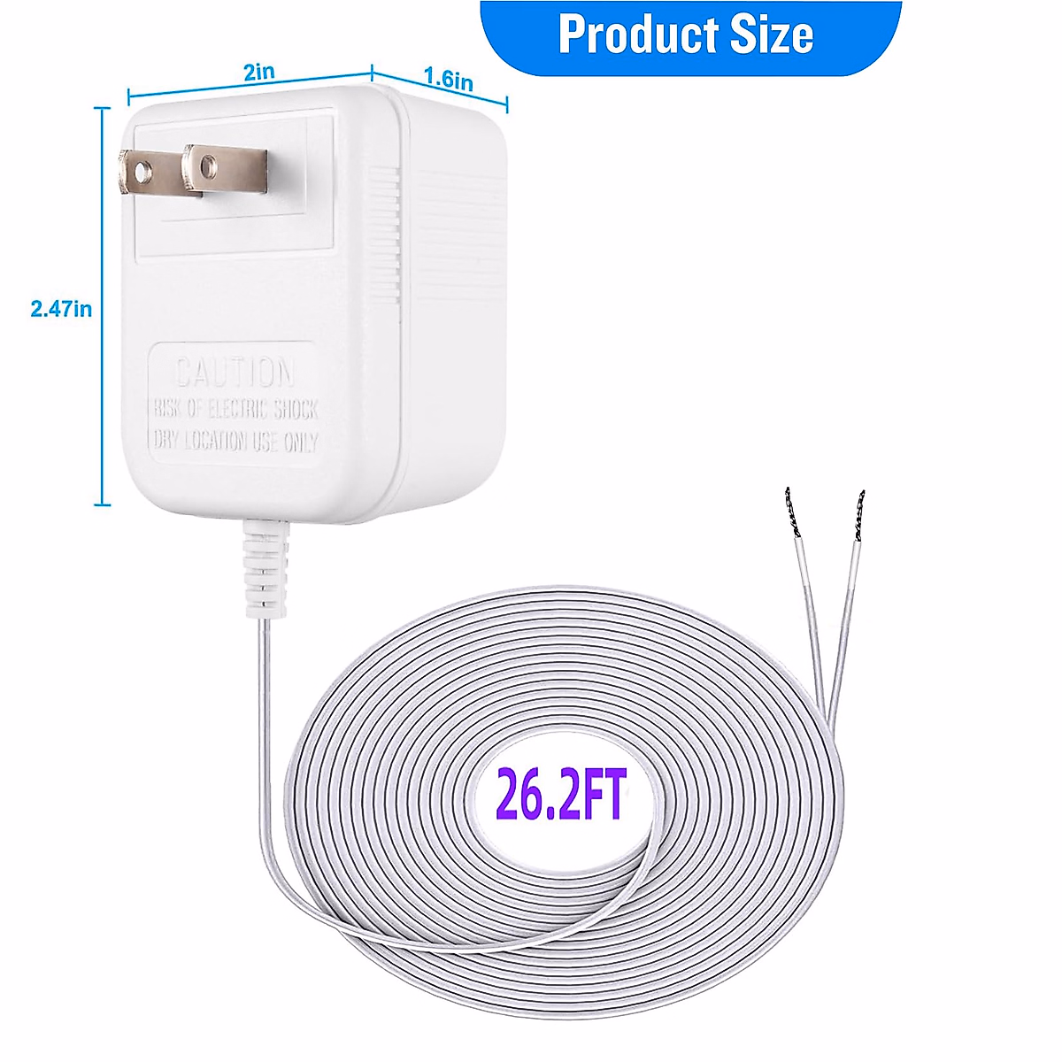 ANYINELEC 24V Doorbell Transformer, C Wire Adapter, for Nest,Sensis,Ecobee, Honeywell WiFi Thermostats, Power Supply for Ring Smart Doorbells Chime, Nest Hello (26.2 Foot White)