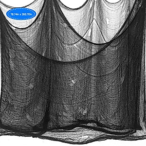 Halloween Creepy Cloth, Scary Gauze Cloth Spooky Giant (80 x 400 in.) Cheese Cloth Tapestry for Halloween Party Supplies Decorations Outdoor Yard Home Wall Decor, Black