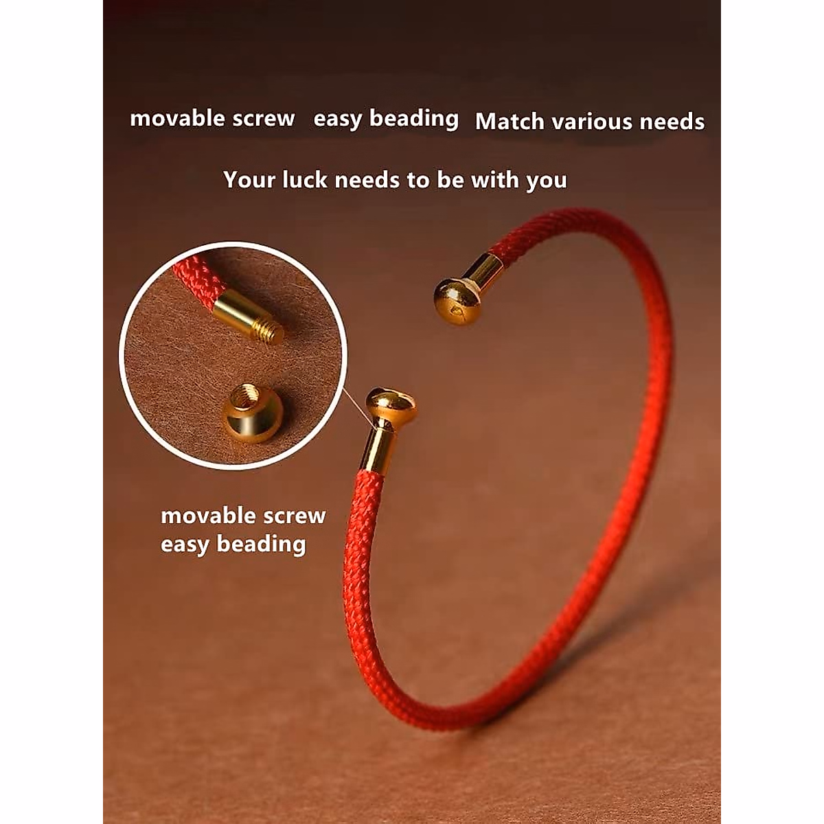 PengZhang BCletty Bracelet Unisex Steel Rope Bracelet Couple Bracelet Simplicity Fashion Titanium Buckle Adjustable Wire Rope Bracelet (Open Bracelet - Red, not adjustable)