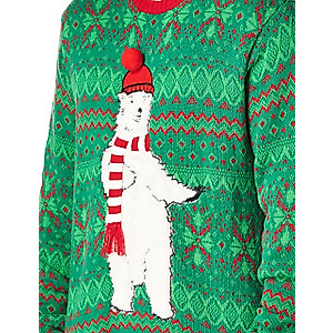 Blizzard Bay Men's Polar Bear Scarf Ugly Christmas Sweater, Green, XX-Large