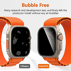UniqueMe Privacy Screen Protector for Apple Watch Ultra 2 / Apple Watch Ultra 49mm - Tempered Glass Military-Grade Shockproof Case-Friendly Anti-Scratch Bubble-Free Cover for iWatch Ultra, 4 Pack