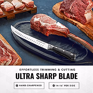 Cutluxe Butcher Knife – 10″ Cimeter & Breaking Knife – Forged High Carbon German Steel – Full Tang & Razor Sharp – Ergonomic Handle Design – Artisan Series