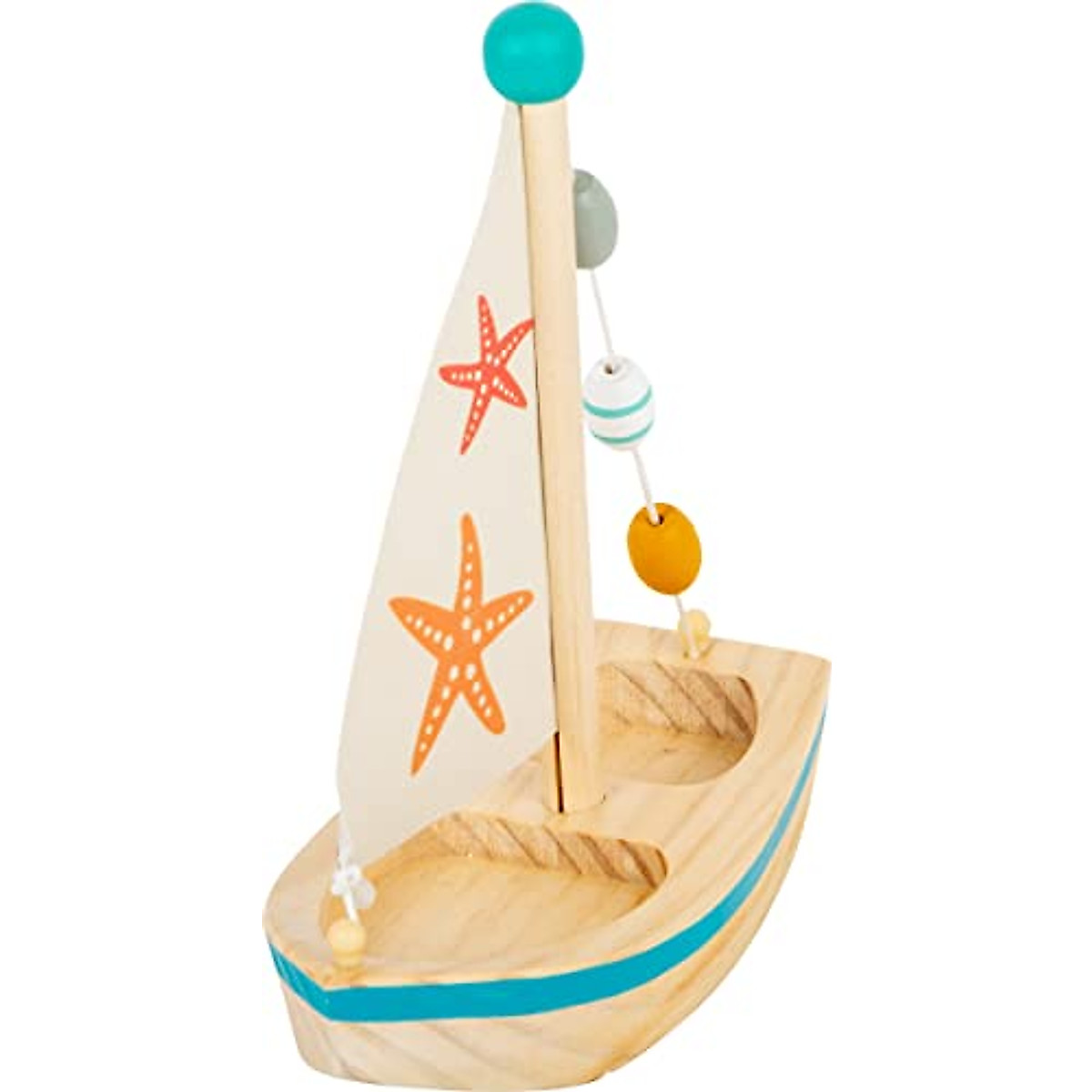 small foot wooden toys Starfish Sailboat Premium Water Toy, Multicoloured