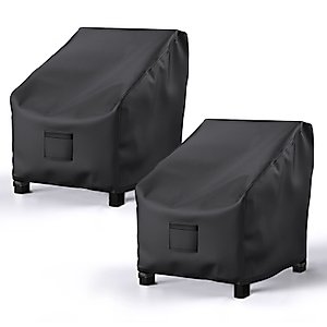 BROSYDA Patio Chair Covers for Outdoor Furniture Waterproof 2 Pack, Lawn Chair Covers 600D Heavy Duty Oxford Cloth, Large Covers for Lounge Lawn Deep Seat Black 38" W x 31" D x 29" H