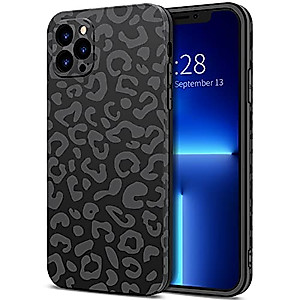Hython Case for iPhone 13 Pro Max Case Leopard, Matte Black Cheetah Print Pattern Design [Not Rub Off], Cute Aesthetic Slim Soft Flexible TPU Shockproof Protective Phone Case Cover for Women Men